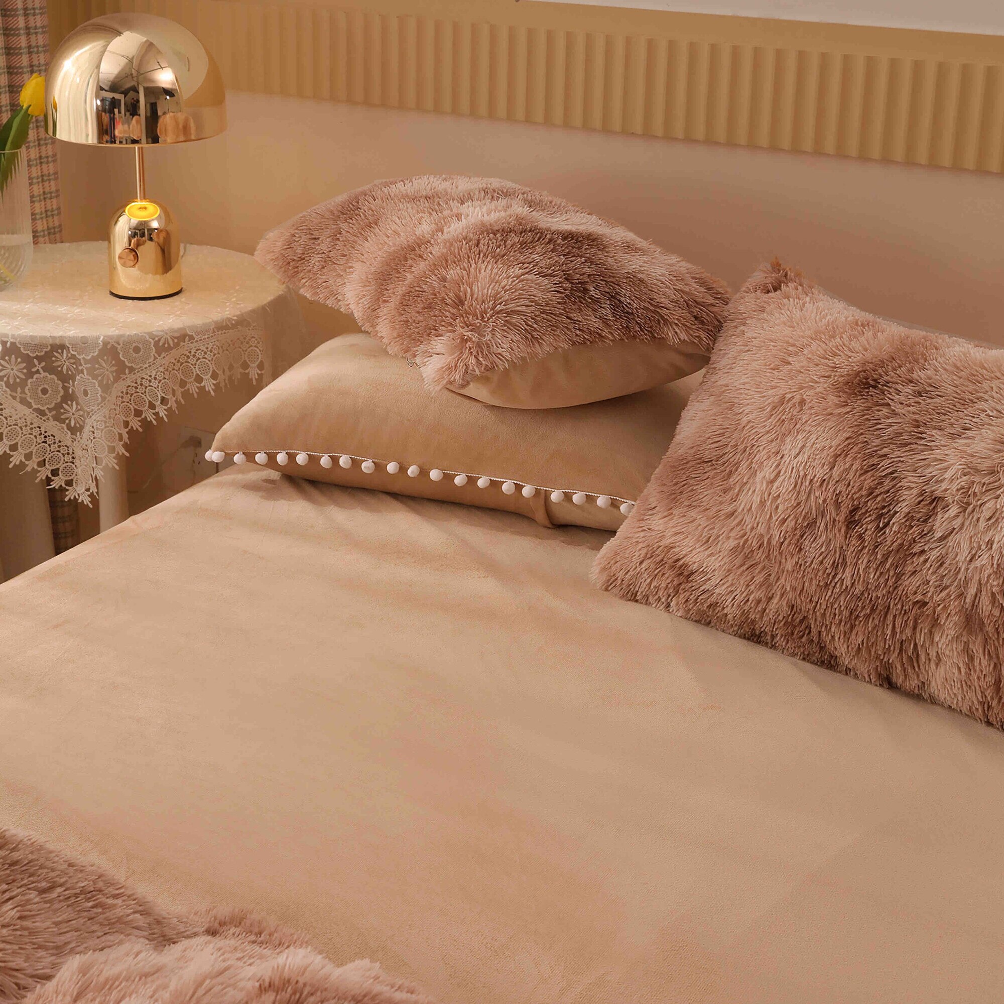 Lenjerie de pat pentru 2 persoane, JOJO HOME, cocolino pufos, 6 piese ...