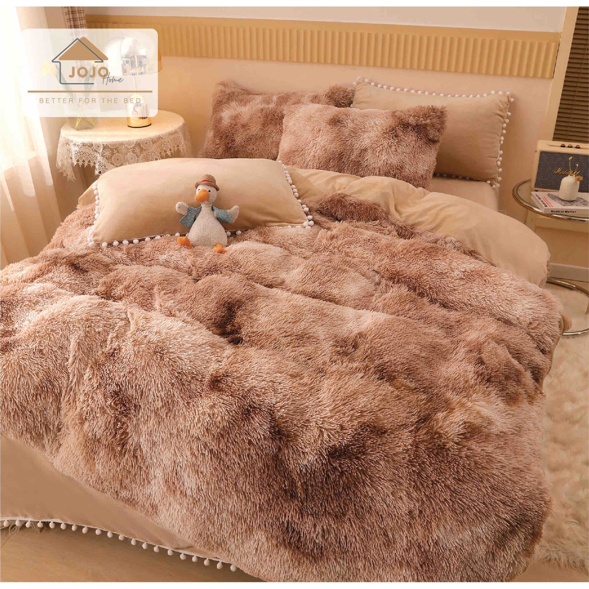 Lenjerie de pat pentru 2 persoane, JOJO HOME, cocolino pufos, 6 piese ...