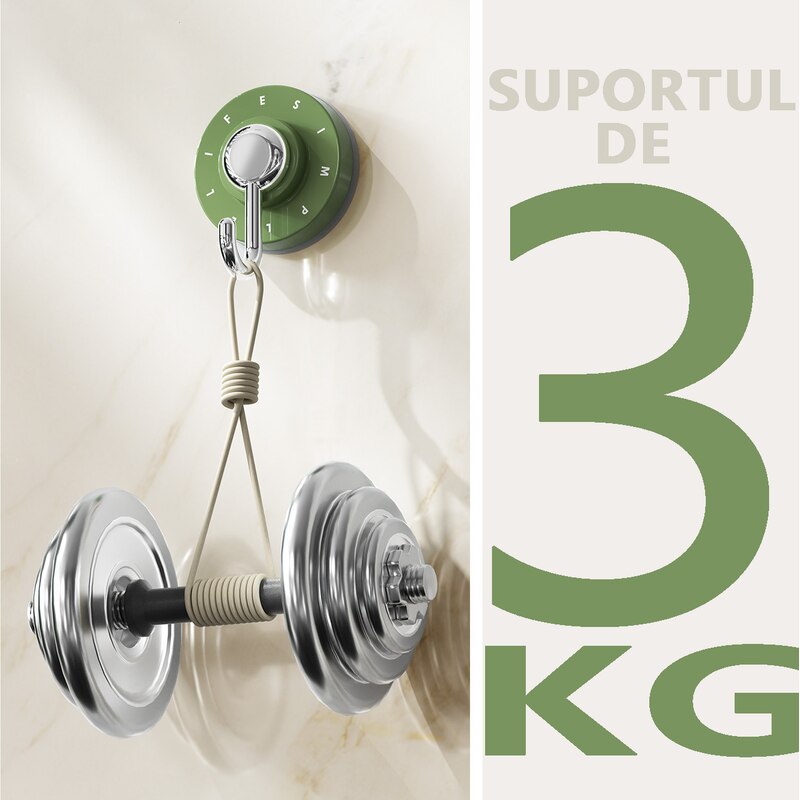 Carlig de sutinere rotativ cu ventuza, instalare fara marcaje, 7.5x5 ...