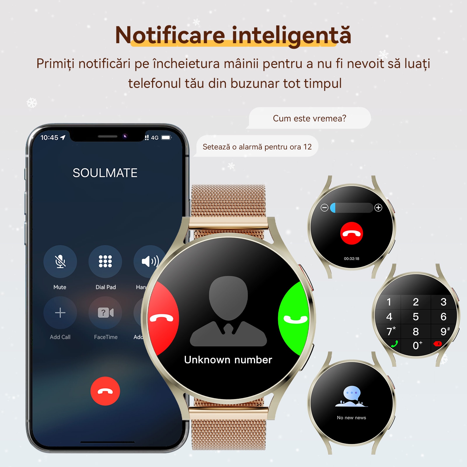 Ceas Smartwatch, Mingtawn, Model M10, 1.4 inch, Impermeabil, Apel ...