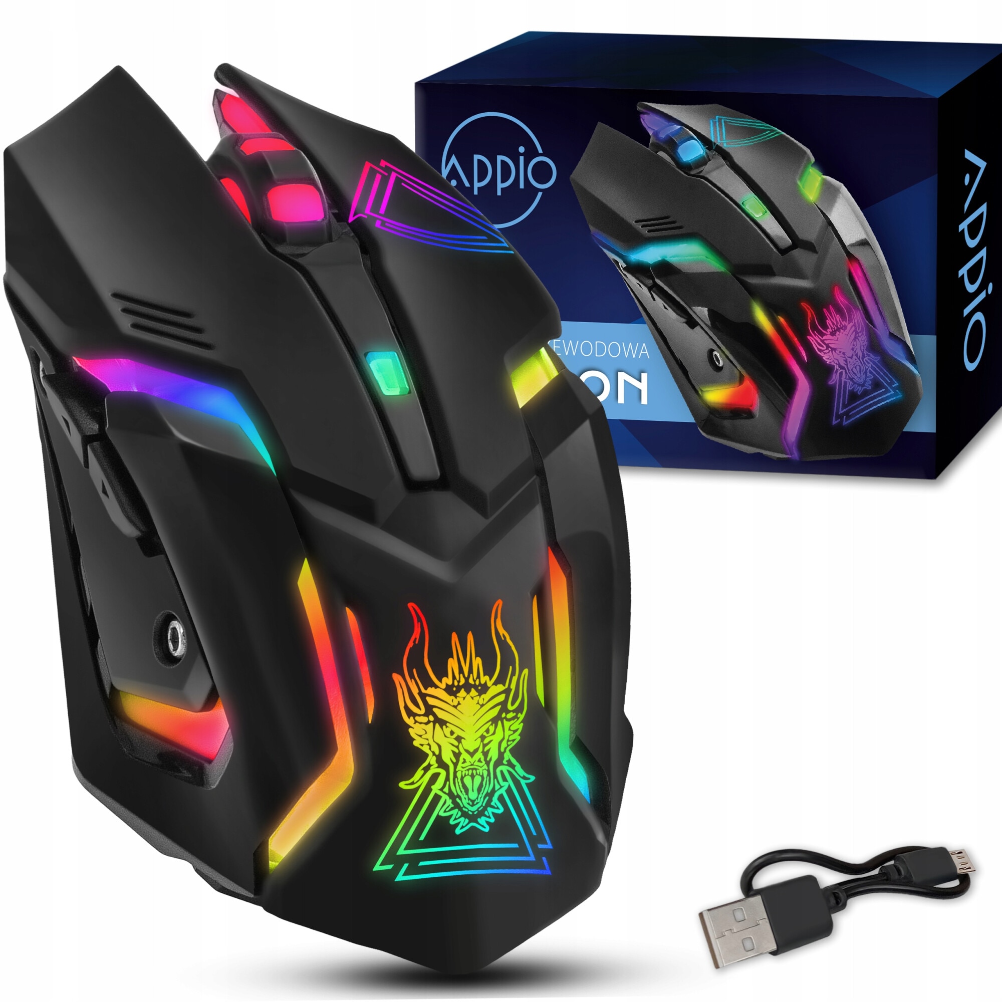 APPIO Daemon Dragon RGB vezeték nélküli gamer egér - eMAG.hu