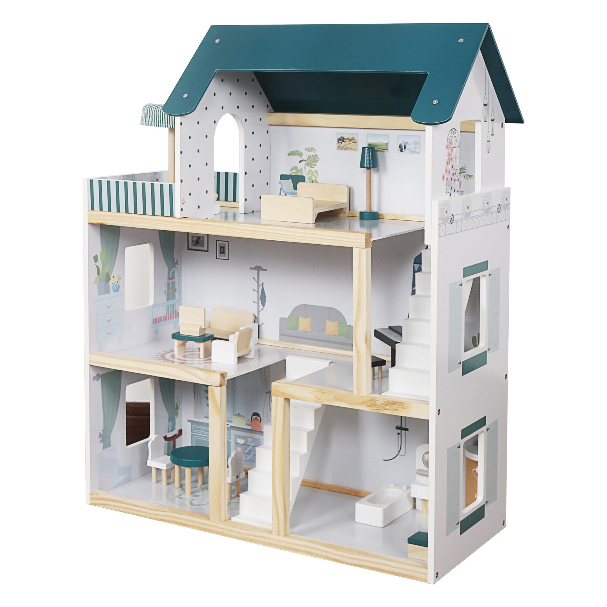 Casuta de Papusi din Lemn de Calitate, Happy Dream House Indiggo®, 3 ...