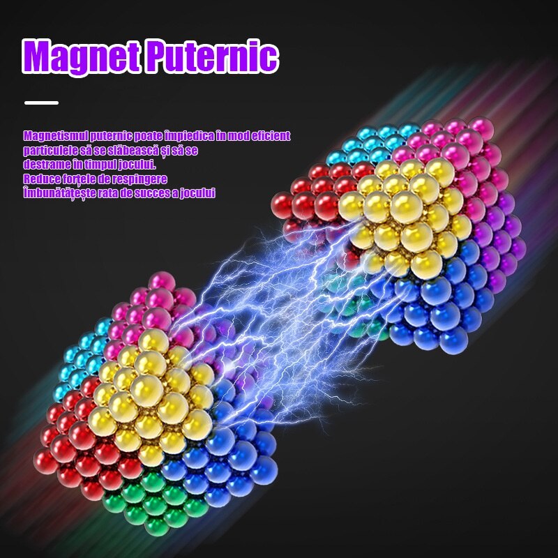 Set Bile Magnetice, Constructii 3D, 8 culori, 216 elemente, 5mm - eMAG.ro