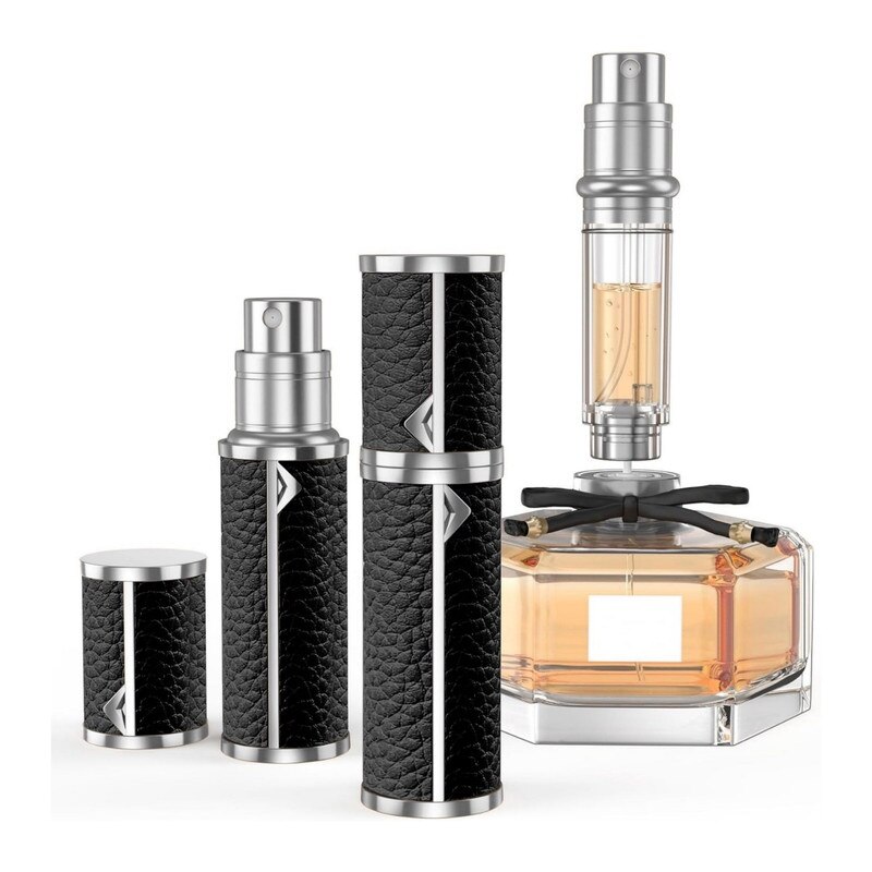 Sticla portabila pentru parfum, Piele naturala, 5ml, Reutilizabila ...