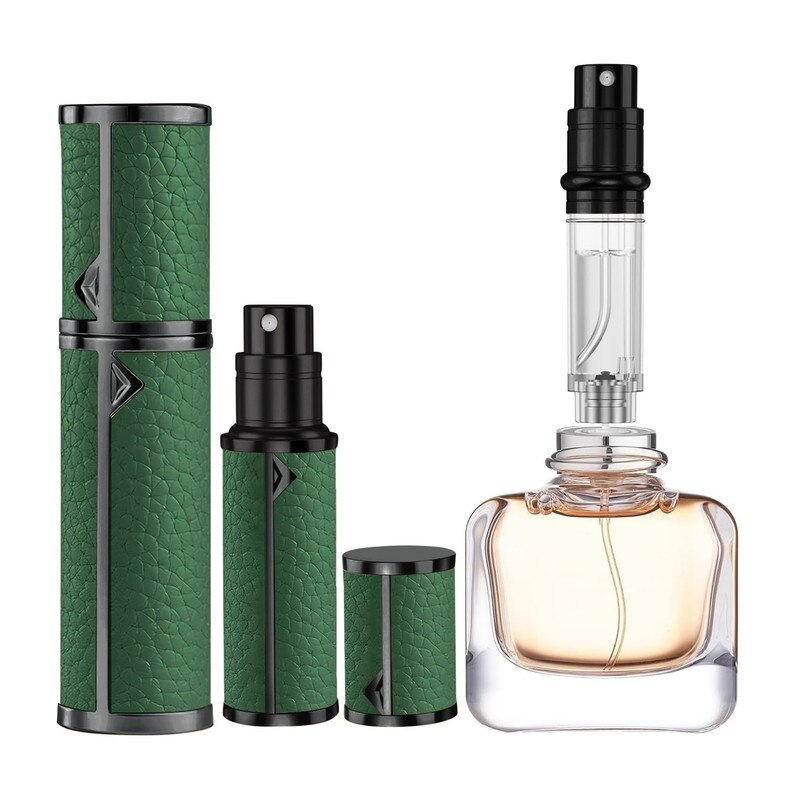 Sticla portabila pentru parfum, Piele naturala, 5ml, Reutilizabila ...