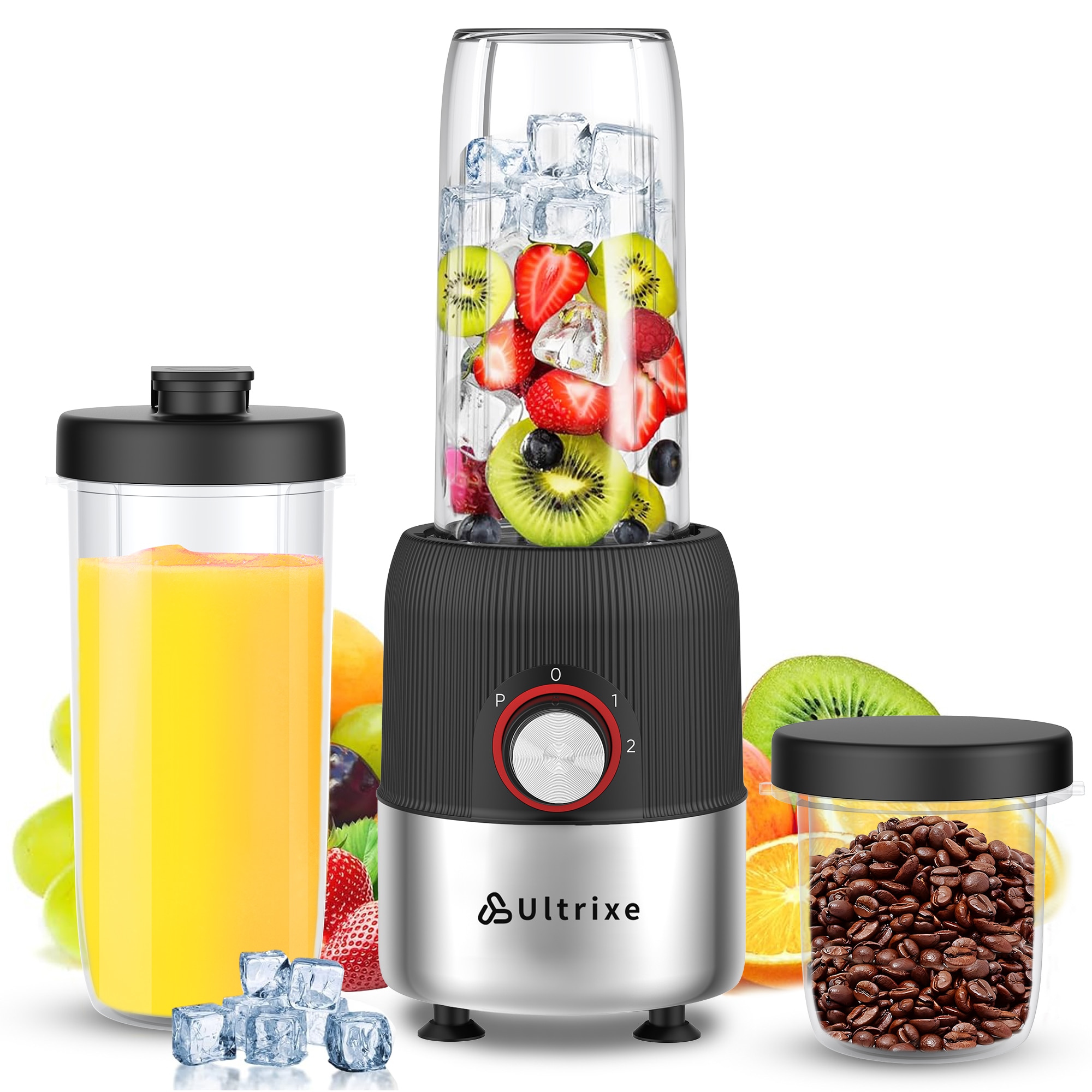 Blender, Ultrixe, 1000 W, 30000rpm, 2 viteze, cutite din inox, baza ...