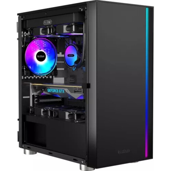Carcasa PCCOOLER PLATINUM LM300 ARGB Black Mini Tower - eMAG.ro