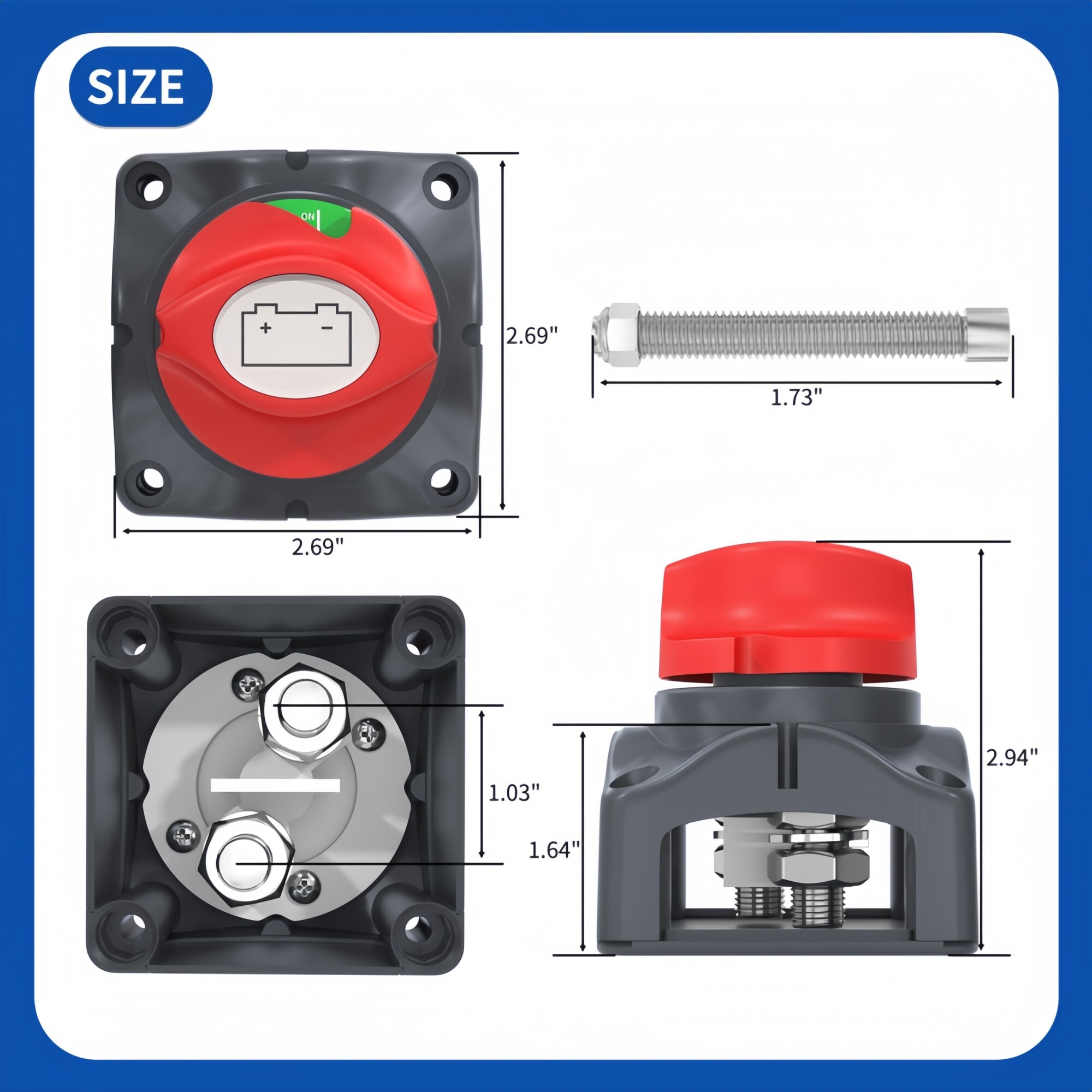 Contact general, SZJY, Intrerupator rotativ baterie auto, 275A, 12V ...