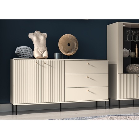 Comoda living /dormitor/hol cu 3 sertare si 2 usi, casmir/mdf casmir cu ...