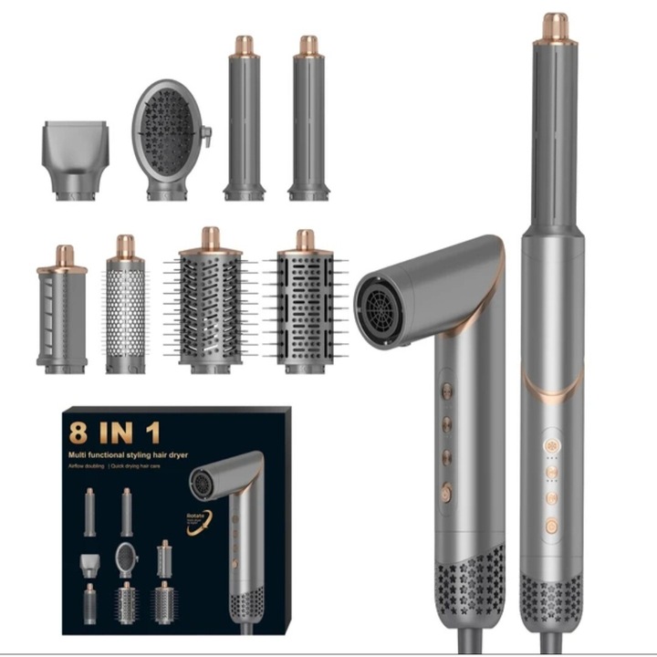 Perie electrica pentru par, Uscator par, Multifunctionala 8 in 1, 1400W ...