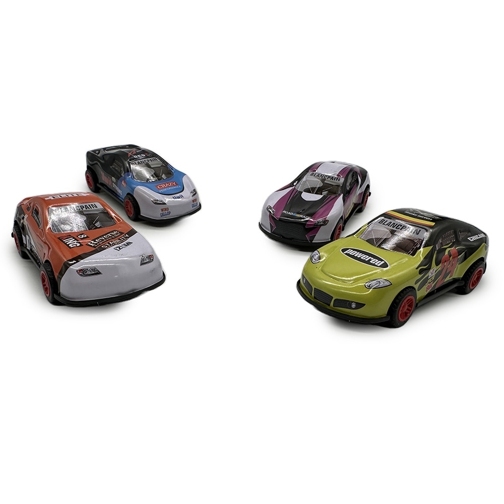 Set 4 masini metal, XL6304 Metal, multicolor, tematica Nascar, 8 cm ...