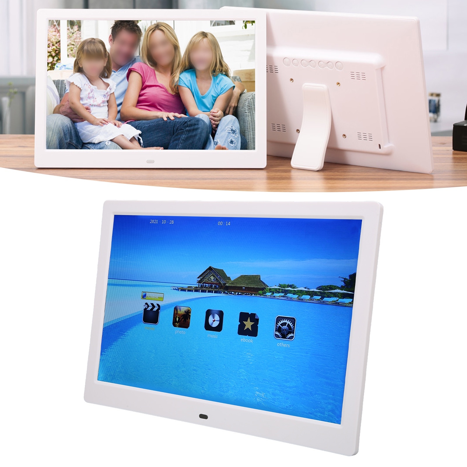 Rama foto digitala 13 inch, Mmgoqqt, rezolutie 1200x800, alb, cu ...