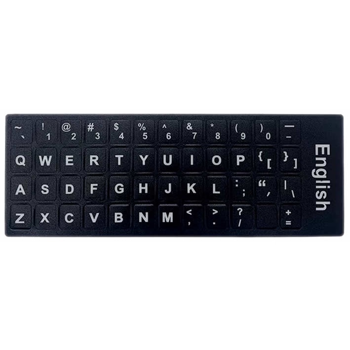 Litere autocolante pentru tastatura laptop, Active, fond negru, layout ...