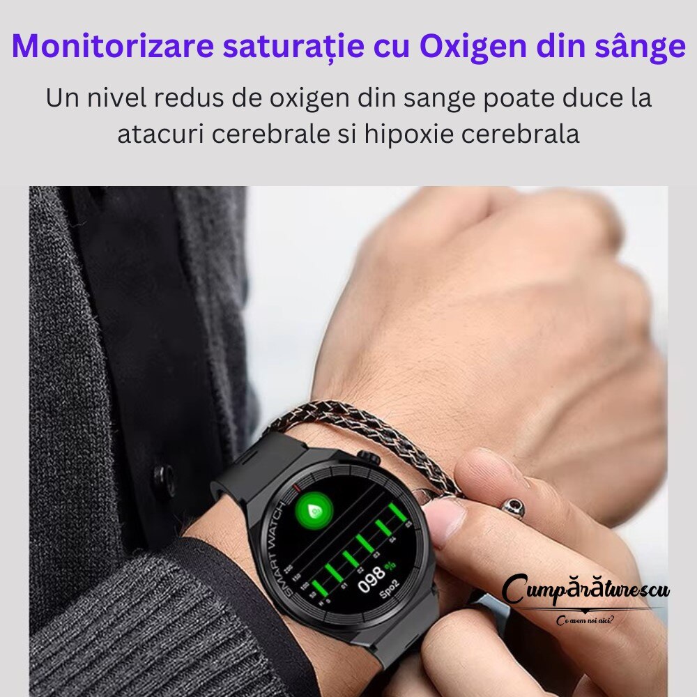 Ceas smartwatch medical, Cumparaturescu, functie de monitorizare la ...