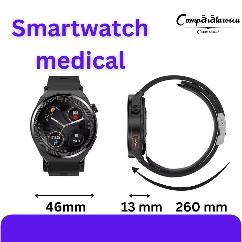 Ceas smartwatch medical, Cumparaturescu, functie de monitorizare la ...