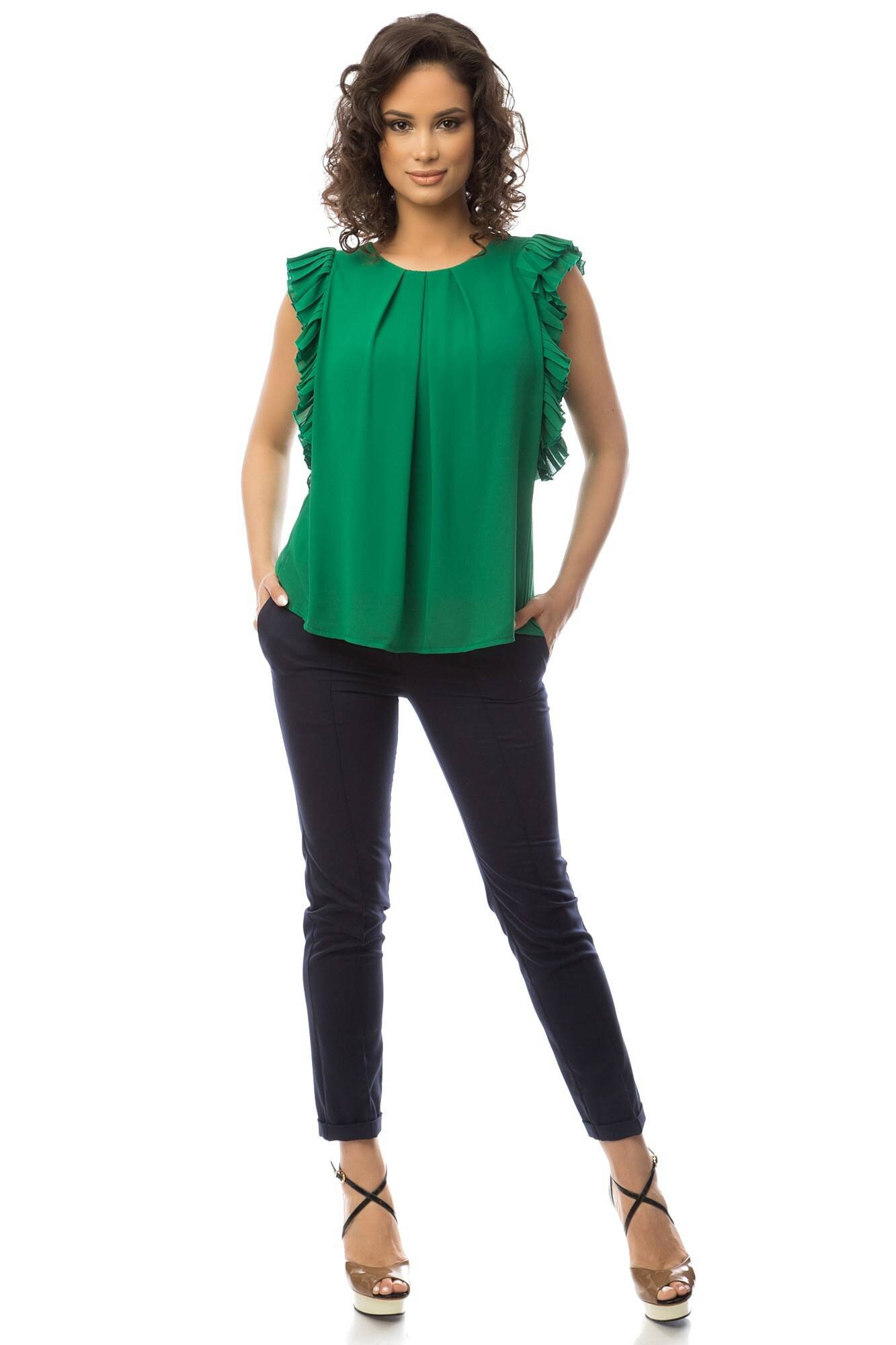 Bluza verde, ROH, cu volane, M - eMAG.ro