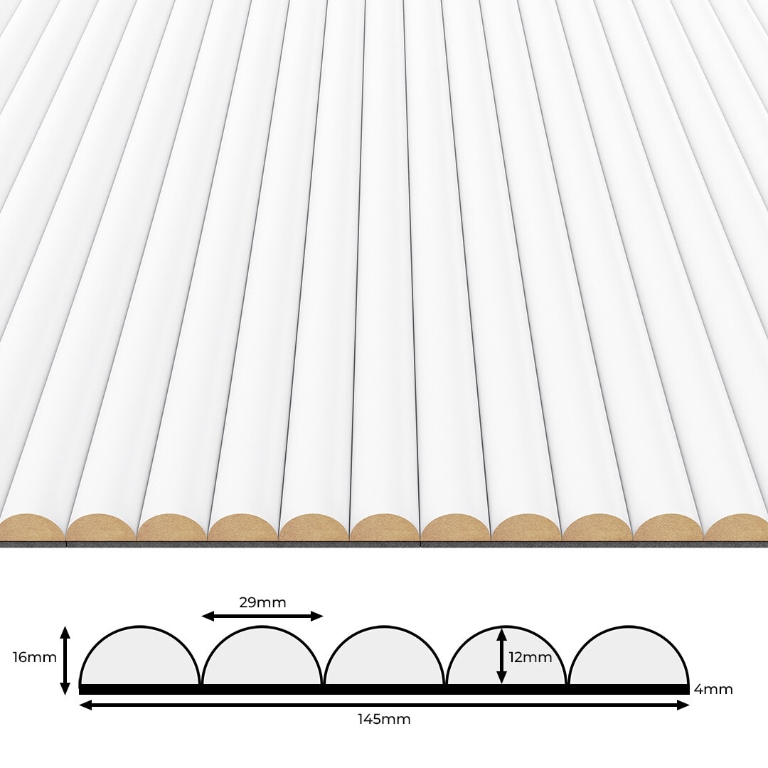 Panou riflaj pentru camera de zi decor 3D, MDF, Lameo, 14.5x275cm, Alb ...