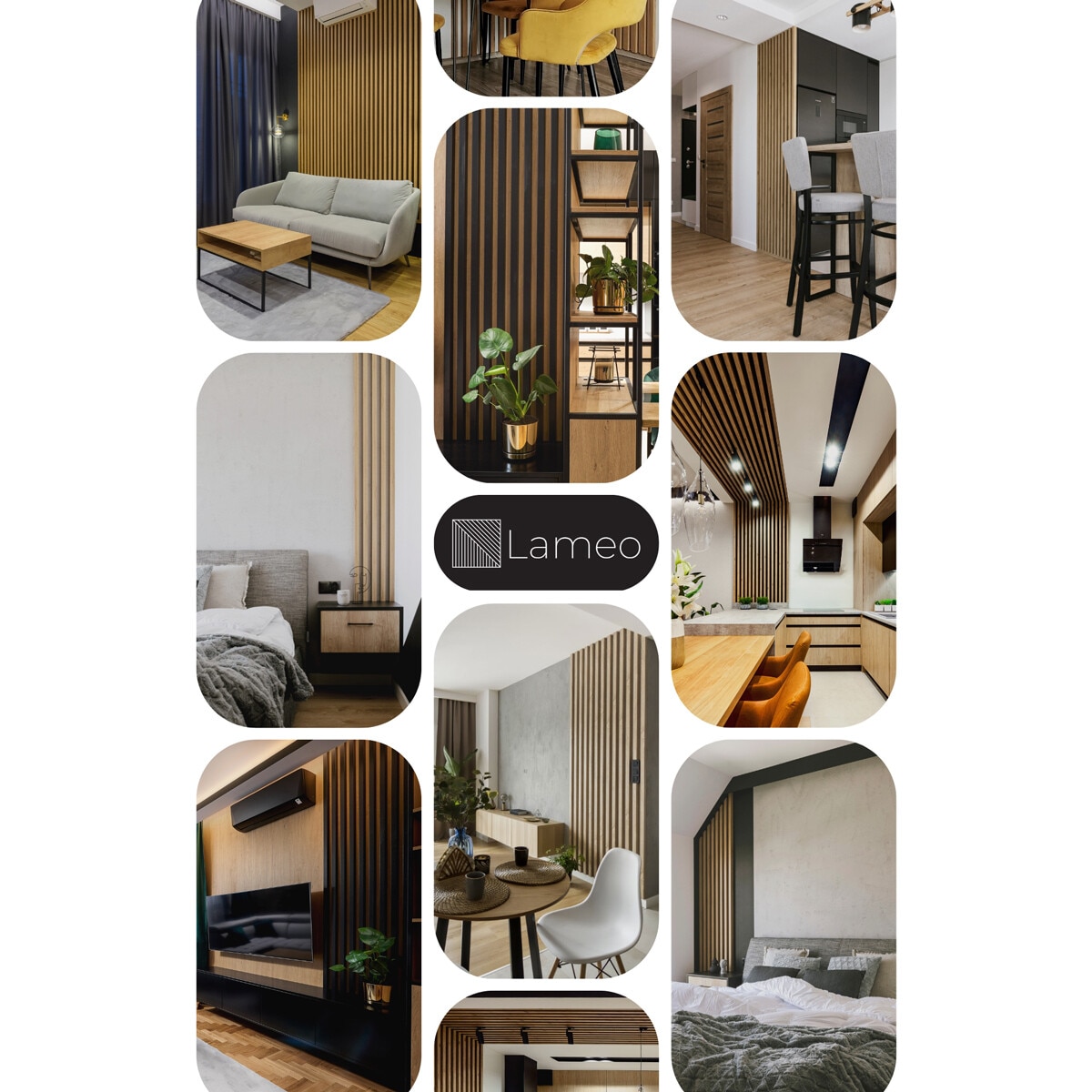 Panou riflaj pentru camera de zi decor 3D, MDF, Lameo, 14.5x275cm, Alb ...