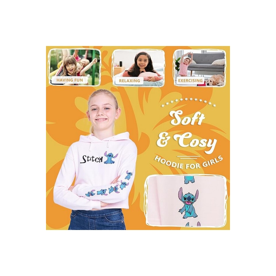 Hanorac fete Stitch, roz, marimea 7-8 ani, Disney - eMAG.ro