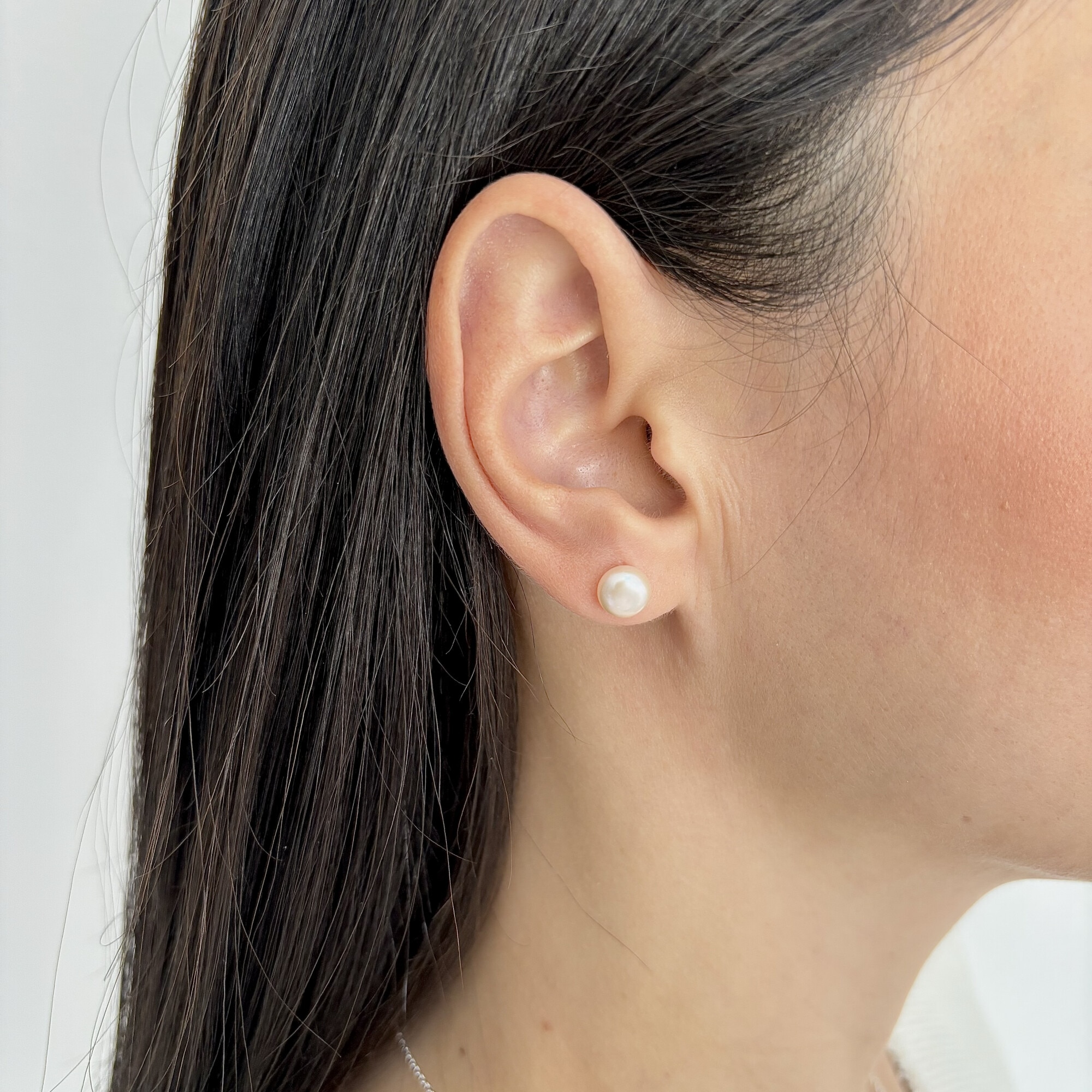 Set Aur 585 -14K si perle de cultura, cercei fluturasi aur cu perle 7mm ...