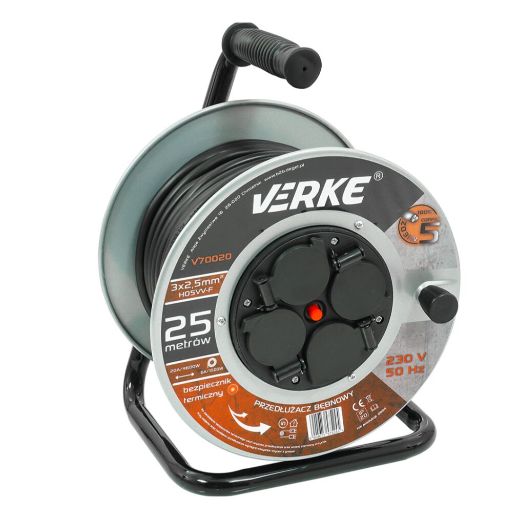 Rola prelungitor cablu cu cadru metalic 25 metri 3 x 2,5 mm Verke - eMAG.ro