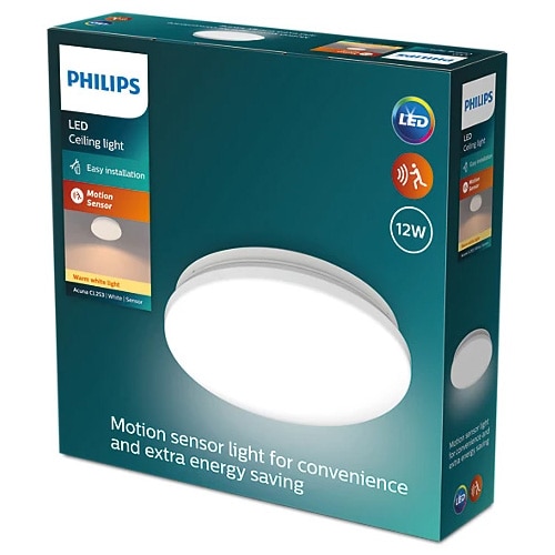 LED плафон Philips Acuna CL253, Със сензор за движение, 12W, 1350 lm ...