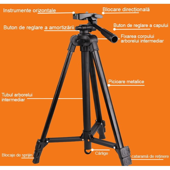 Trepied Telescopic 2 in 1 pentru Telefon, Yulinland, Camera Foto, GoPro ...