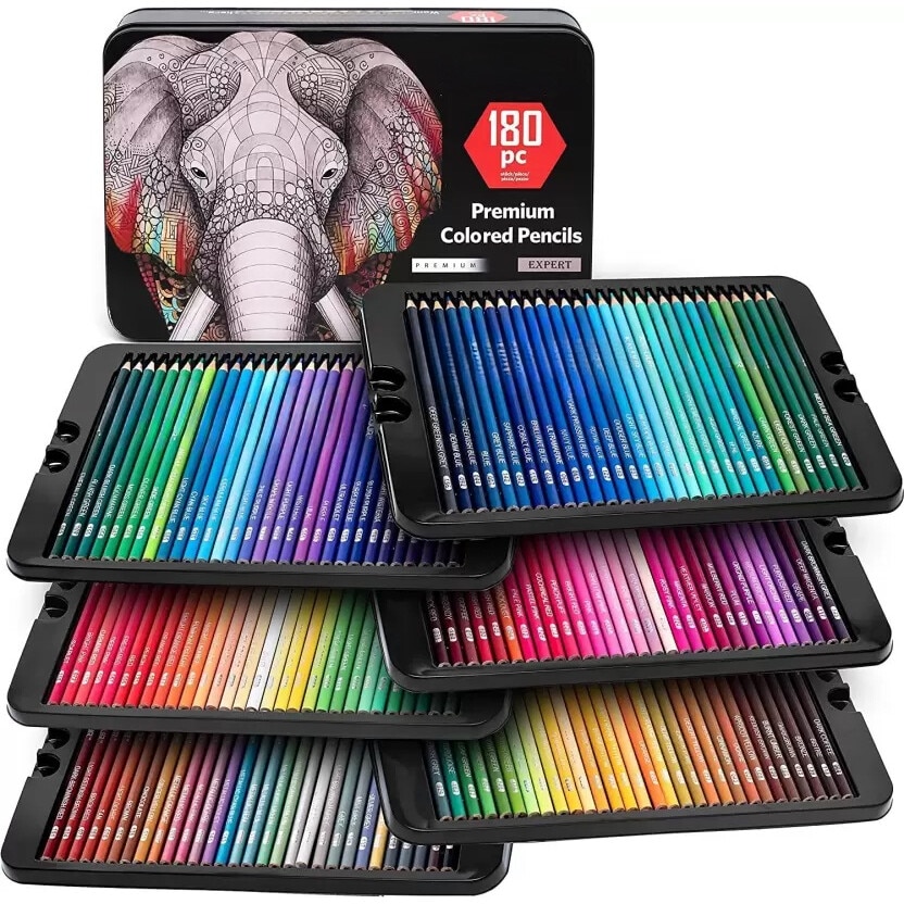 Set de Creioane colorate, KALOUR, profesionale, 180 de piese colorate ...