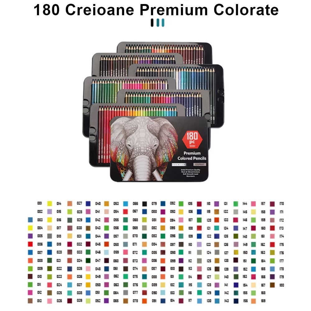 Set de Creioane colorate, KALOUR, profesionale, 180 de piese colorate ...