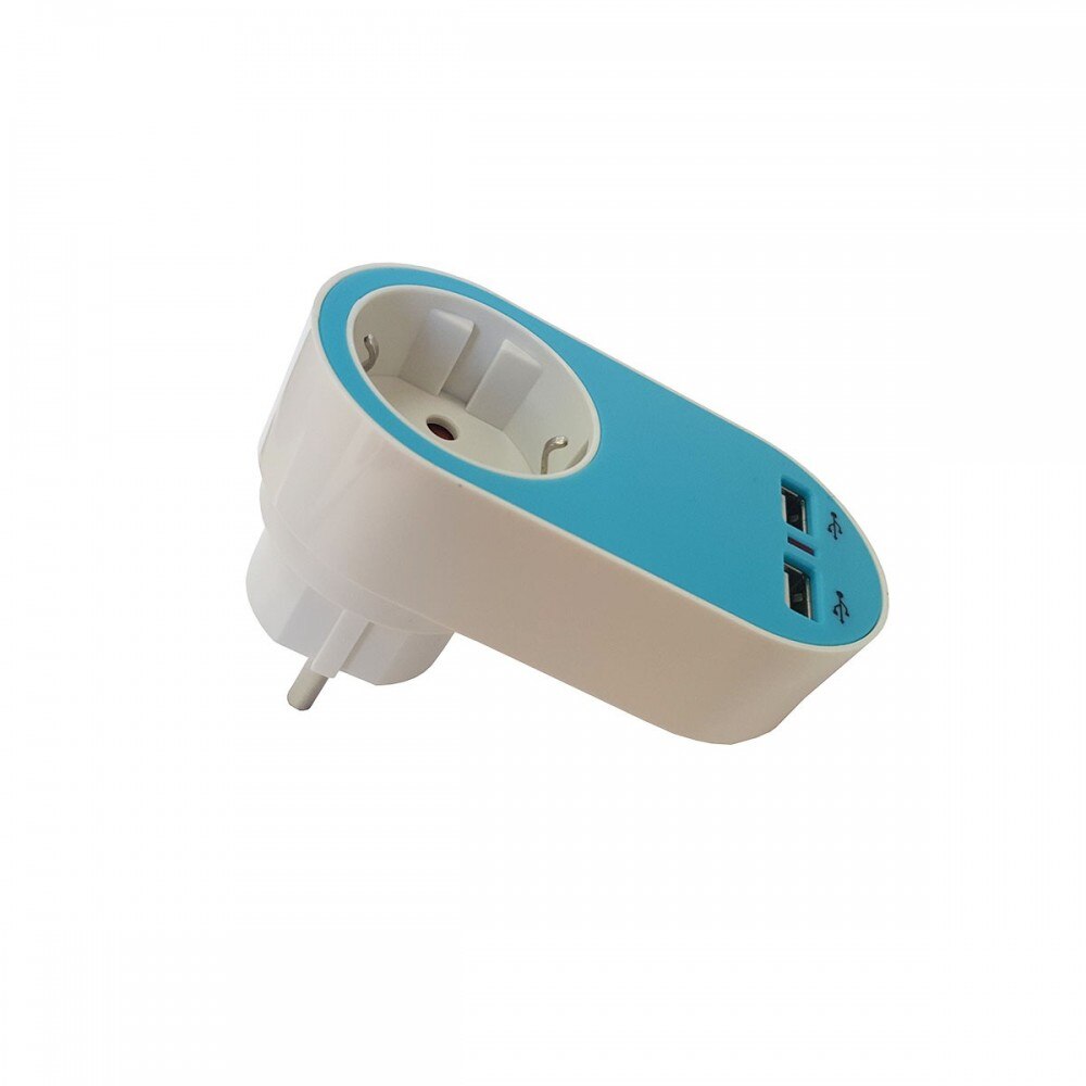 Adaptor priza Super Touch, 2 USB, Blue - eMAG.ro