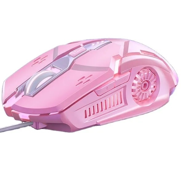 Mouse gaming G5, 6 butoane, iluminare RGB, roz, 75x128x39mm - eMAG.ro