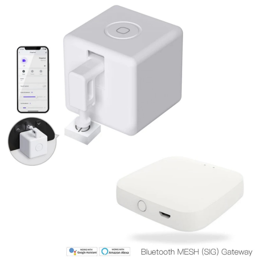 Kit Smart Home MOES Fingerbot Plus, control wireless, alb, Bluetooth ...