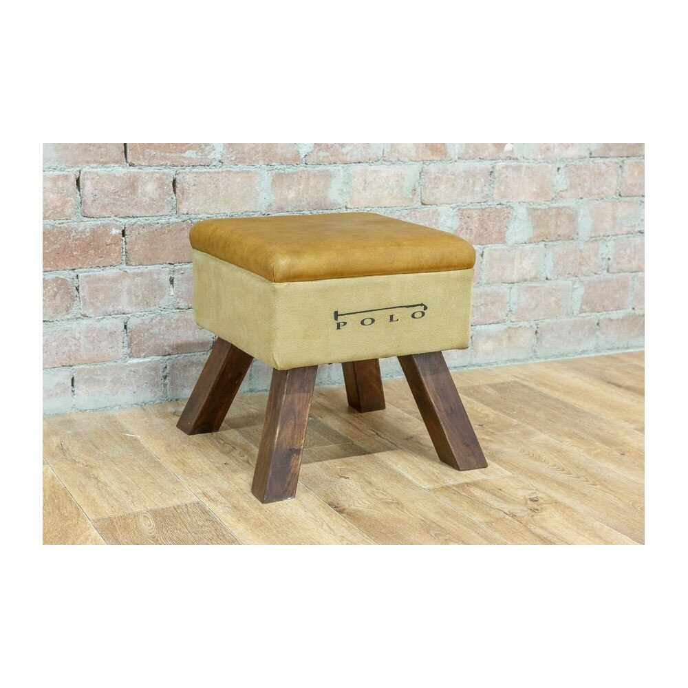 Taburet, piele naturala si canvas - eMAG.ro