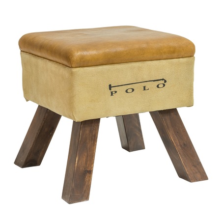 Taburet, piele naturala si canvas - eMAG.ro