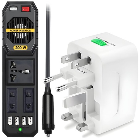 Set Invertor de Tensiune Auto si Adaptor Universal Priza, Linomag®, Dc ...