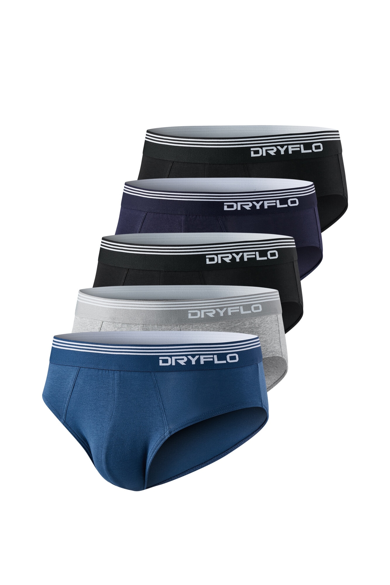 Chiloti Pentru Barbati, DRYFLO, Set 5 perechi,2 Negru,1 Bleumarin,1 Gri ...