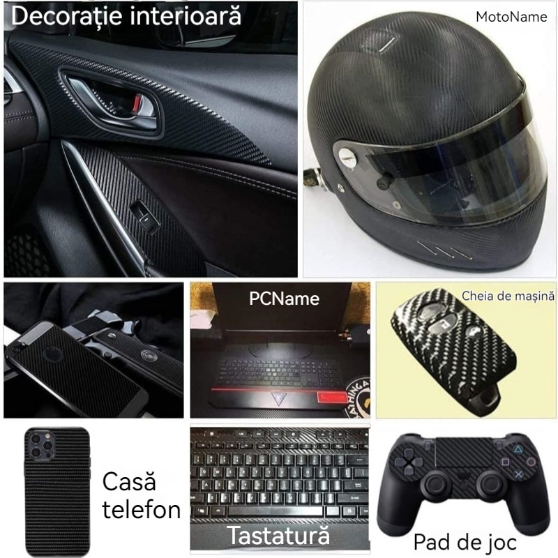 Autocolant auto din fibra de carbon pentru usa, tablou de bord ...