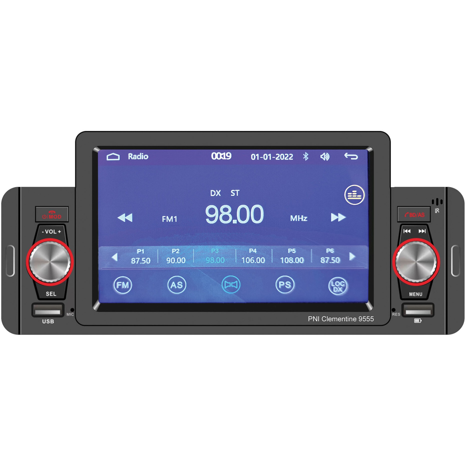 MP5 плейър PNI Clementine 9555 1DIN, Дисплей 5 инча, 4 x 50W, Bluetooth ...