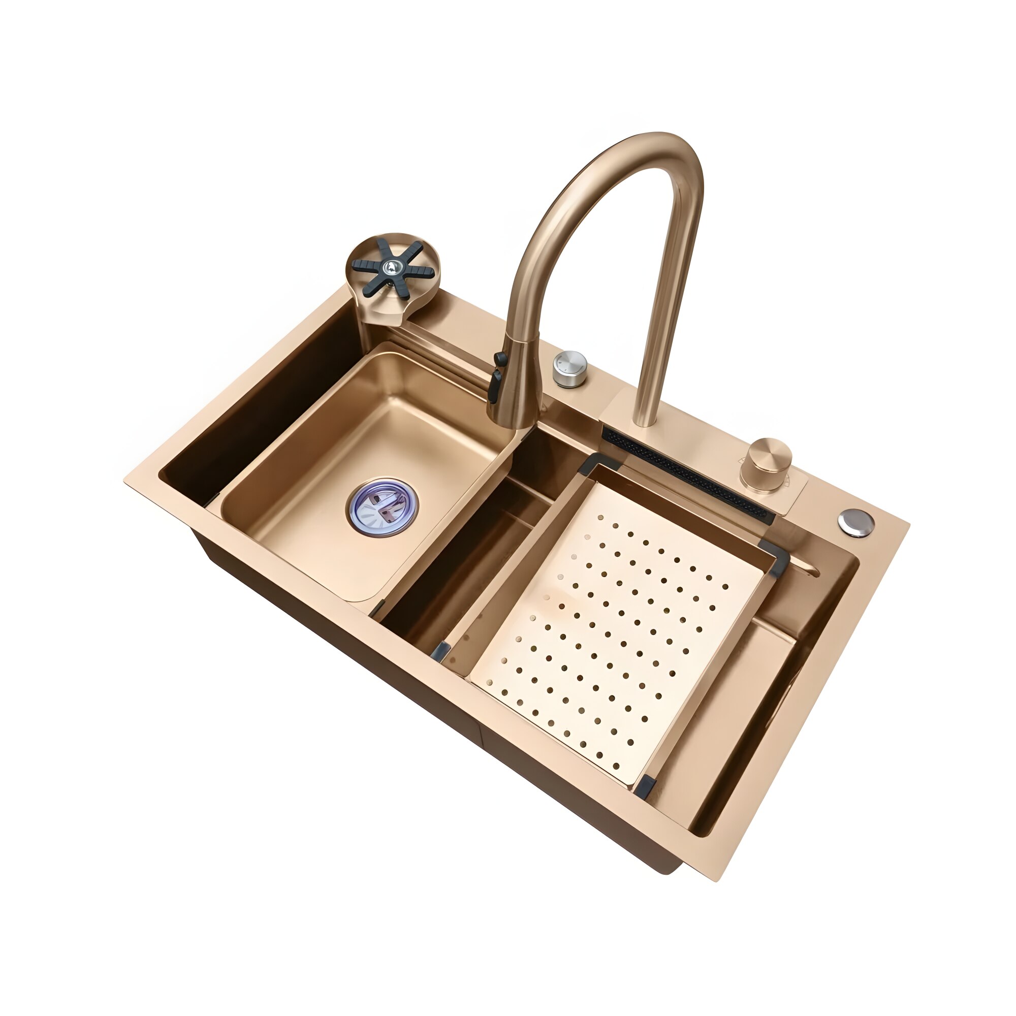 Chiuveta inox multifunctionala cu accesorii incluse 7546HMF- Rose Gold ...