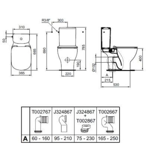 Set vas de toaleta pe pardoseala Ideal Standard Tesi Aquablade ...