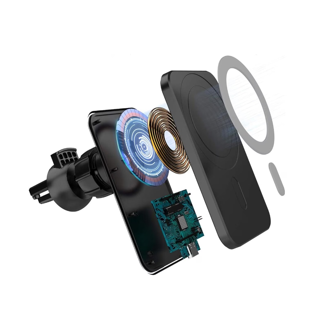 Incarcator auto wireless magnetic cu incarcare rapida, 15W, rotire 360 ...