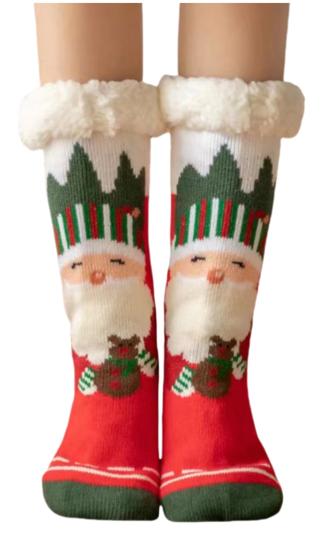 Sosete flausate dama, antiderapante, tip papuci de camera, tematica ...