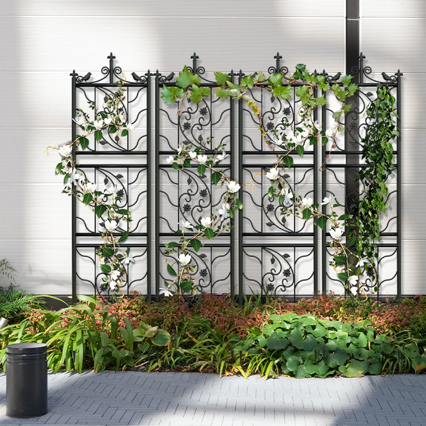 Spalier pentru gradina, design elegant, constructie din metal, negru ...