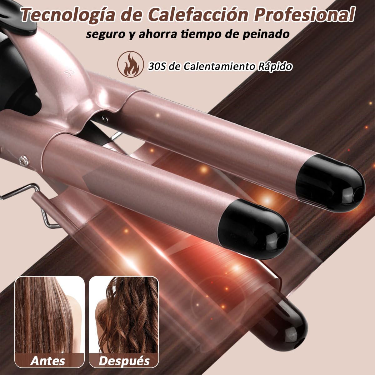 Ondulator 5 in 1, ondulator cu 3 tuburi, MOSMAOO®, Ceramica turmalina ...