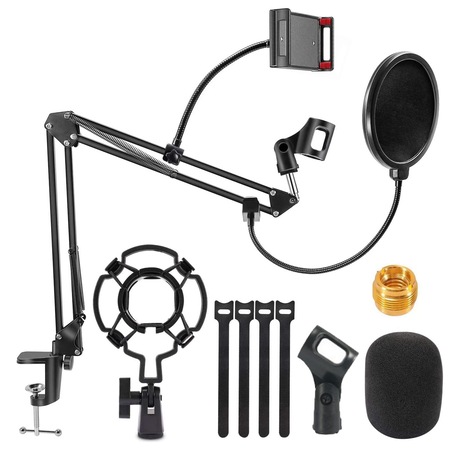 Suport microfon profesional, Axroad Mall, Cu brat foarfeca, Filtru Pop ...