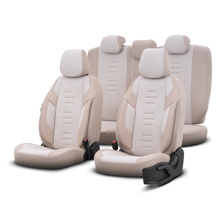 Set huse scaun auto Throne, bej, 11 bucati, Otom - eMAG.ro