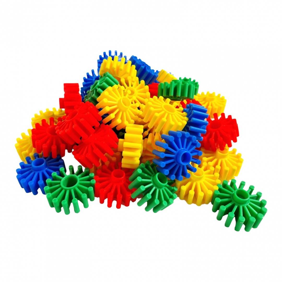 Joc de constructie cu roti zimtate, 50 buc Joc de constructie cu roti ...