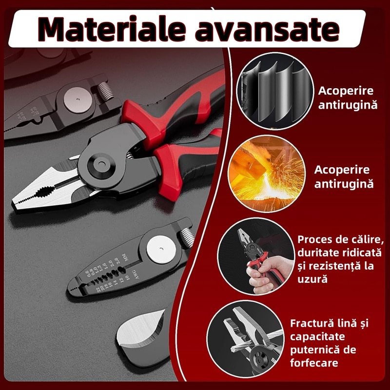 Set de clesti multifunctionali 5-in-1 cu cleste, foarfeca, taietor de ...