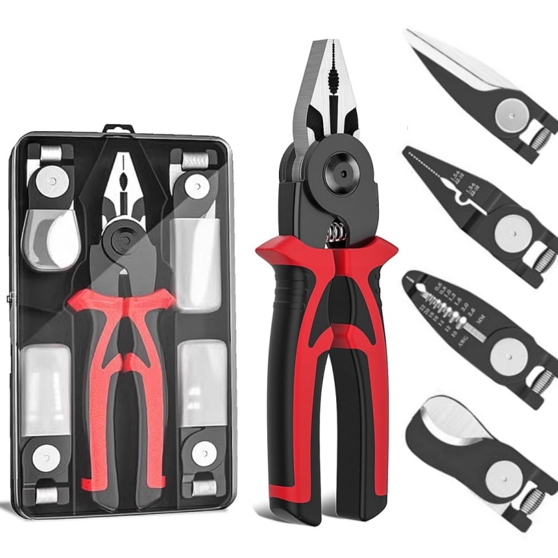 Set de clesti multifunctionali 5-in-1 cu cleste, foarfeca, taietor de ...