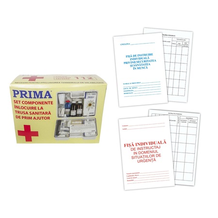 Pachet Kit de Inlocuire Trusa Medicala Prim Ajutor Fixa + Fise SSM si ...